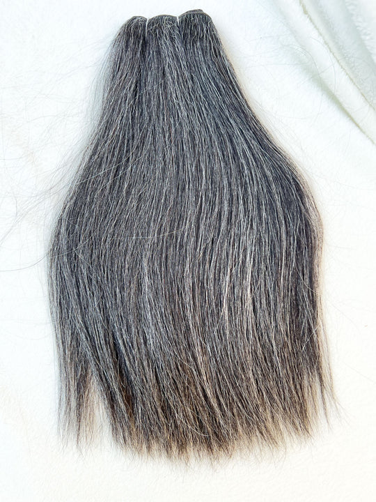 Grey Hair Extensions Weft Dark Grey - Gray Hair Bundles – Apexhairs