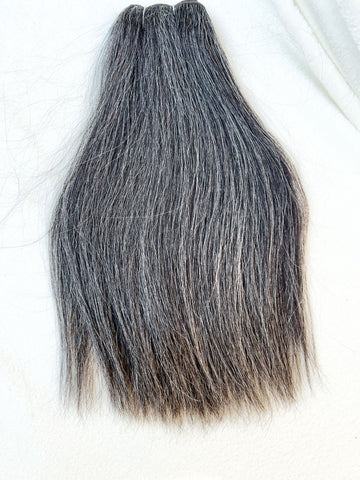 Grey Hair Extensions Weft Dark Grey - Gray Hair Bundles – Apexhairs