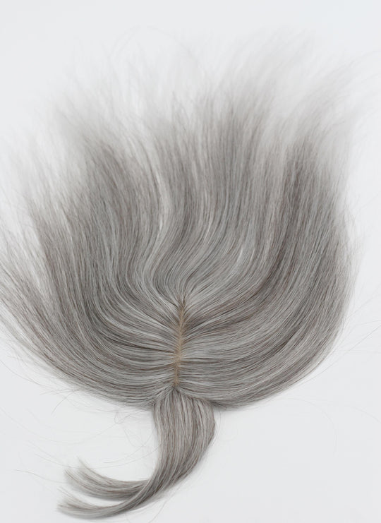 Hair Topper For Women Thinning Crown with Bangs Grey Mix Salt and Pepp – Apexhairs